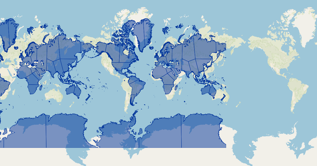 World Land Areas (1:10 million) | GIS Map Data | Natural Earth ...
